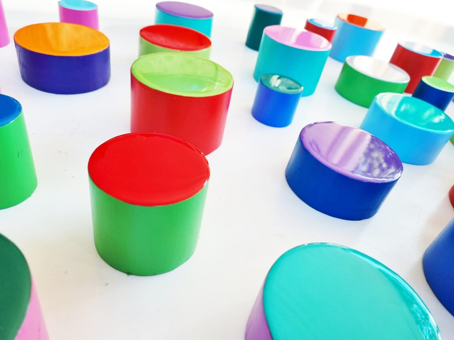 PACKS of Hand Painted Colored Cylinders With High - Etsy