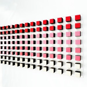 Gradient Red Wood Wall Art. Hand Painted Wood Cubes With Resin Finish ...