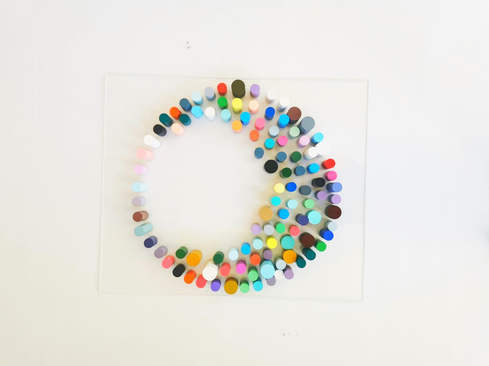 Circle Wood Wall Art in Happy Colors. Circular Sculpture - Etsy