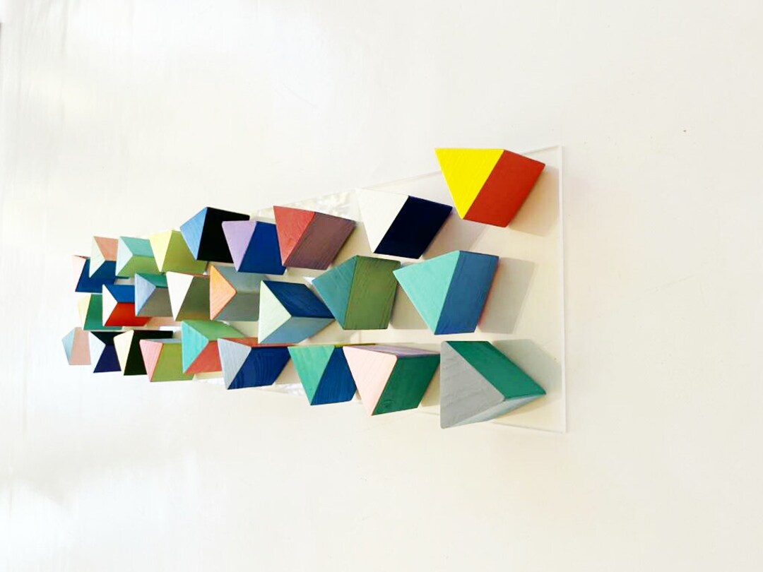 Geometric Wood Wall Art. 3d Wall Art, Wooden Triangles, Home Design ...