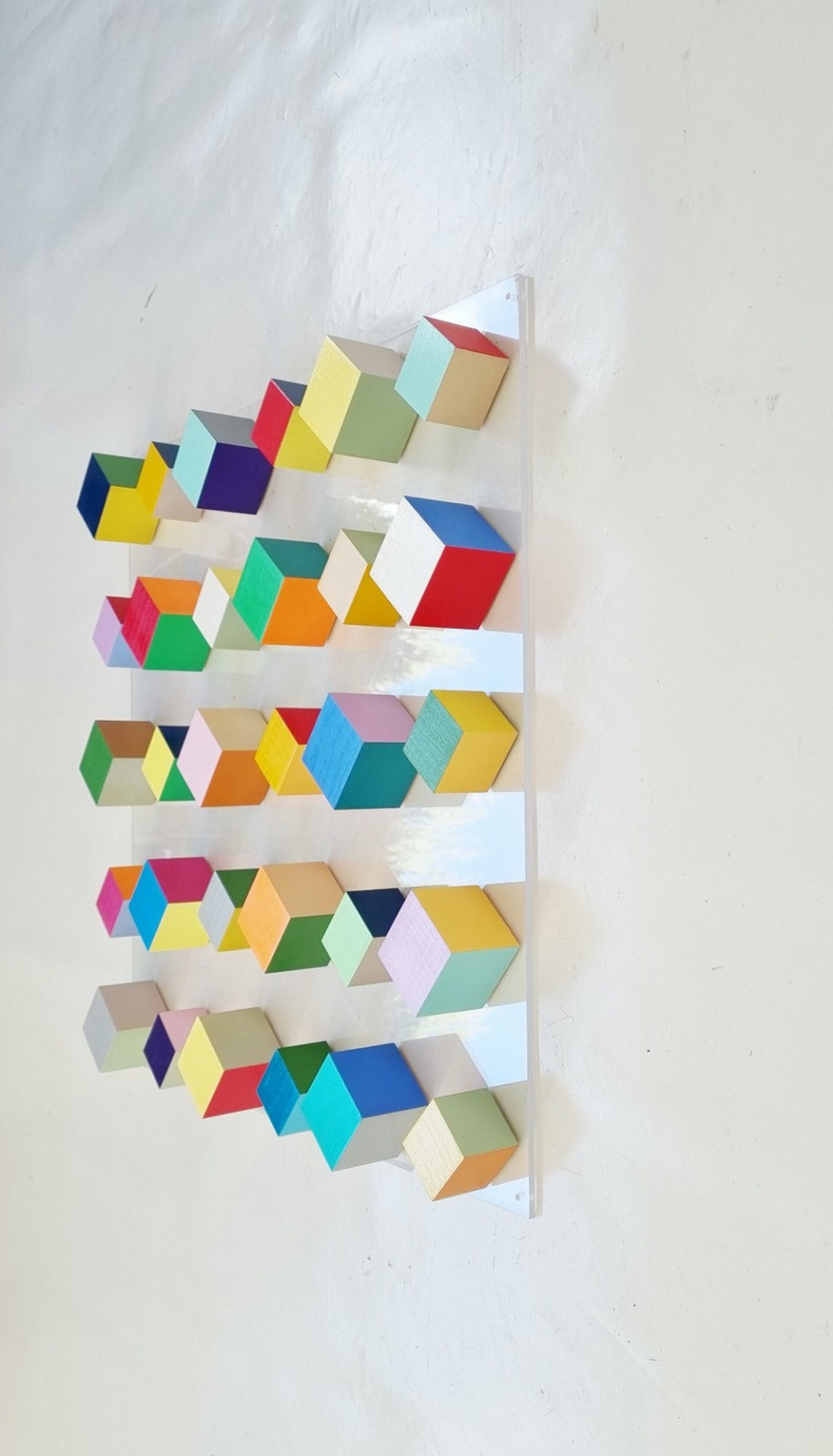 Modern and Abstract Wooden Block Art. Hand Painted Geometric - Etsy