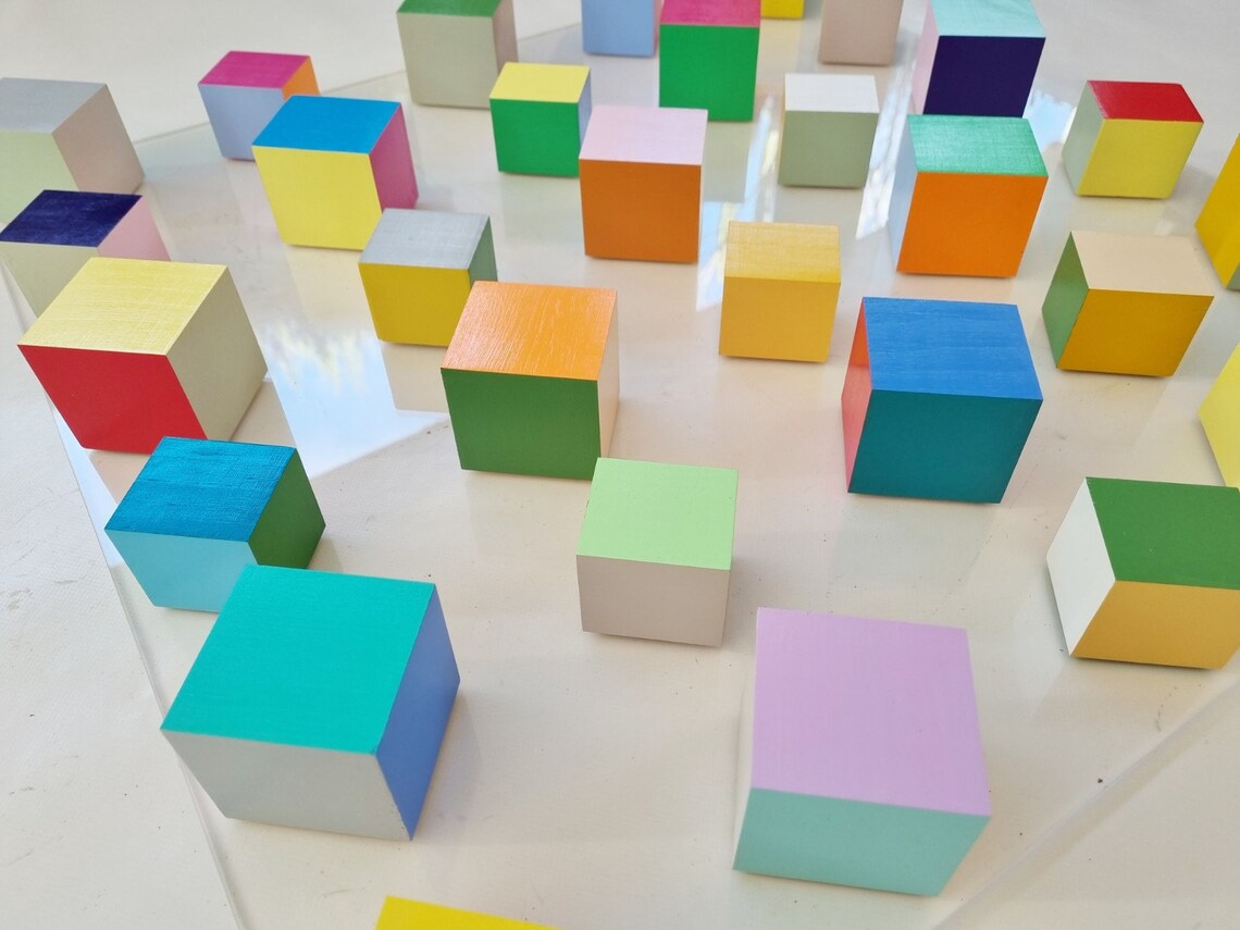 Modern and Abstract Wooden Block Art. Hand Painted Geometric - Etsy