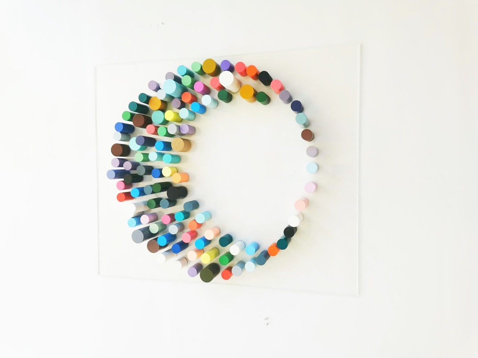 Circle Wood Wall Art in Happy Colors. Circular Sculpture - Etsy