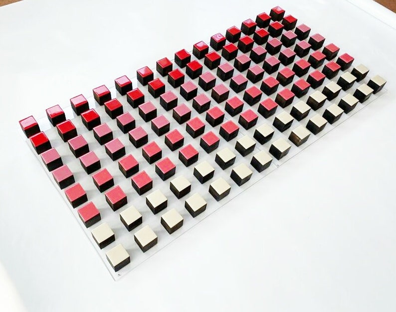 Gradient Red Wood Wall Art. Hand Painted Wood Cubes With Resin | Etsy