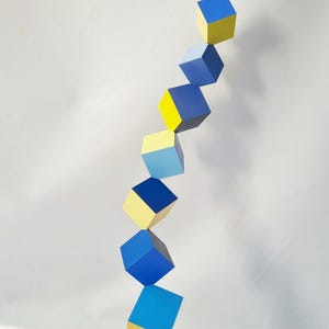 Hand-painted Wooden Cube Sculpture: Modern Tower Design - Etsy