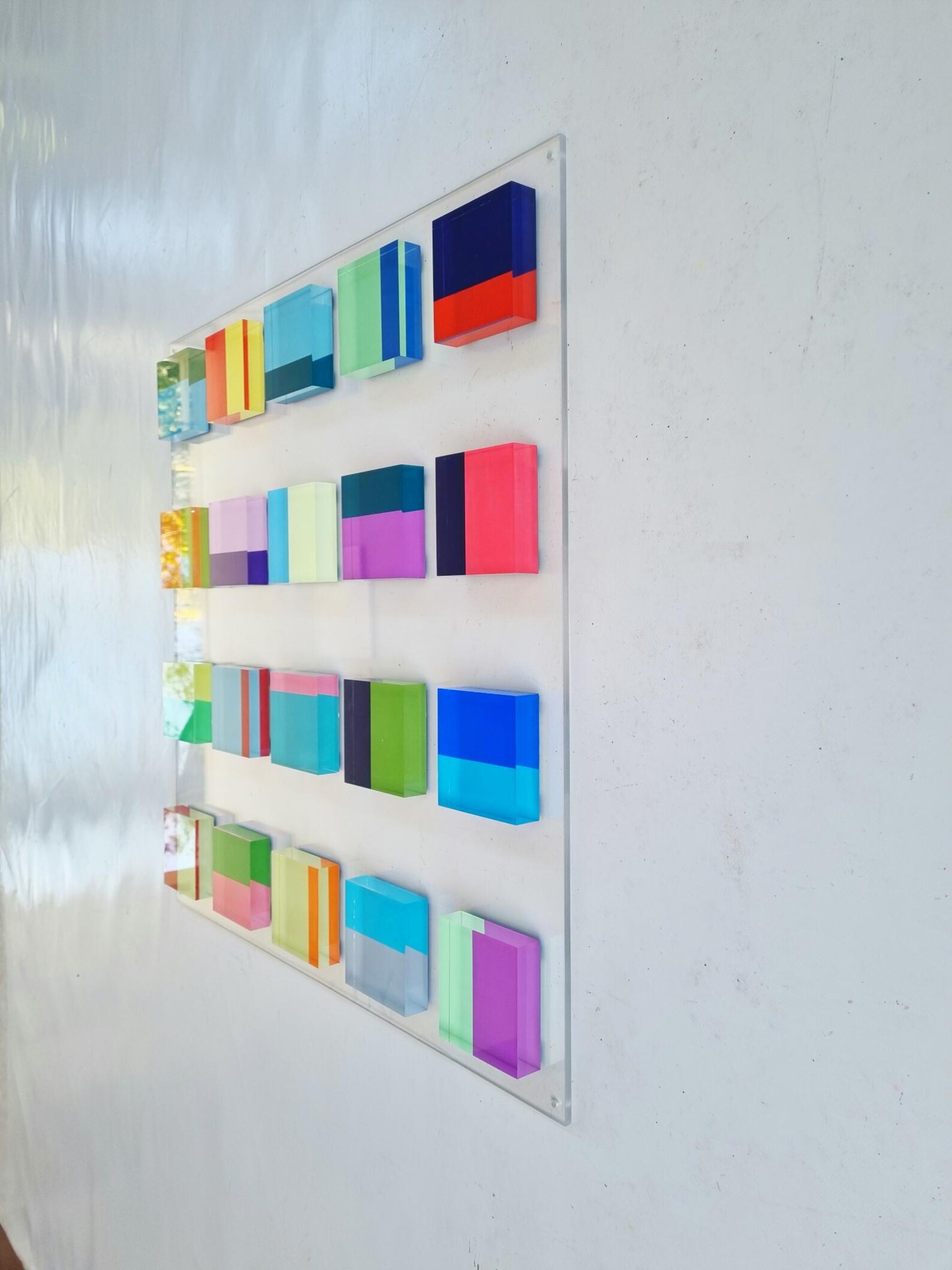 Hand-painted Acrylic Block Wall Art: Geometric Modern Decor - Etsy