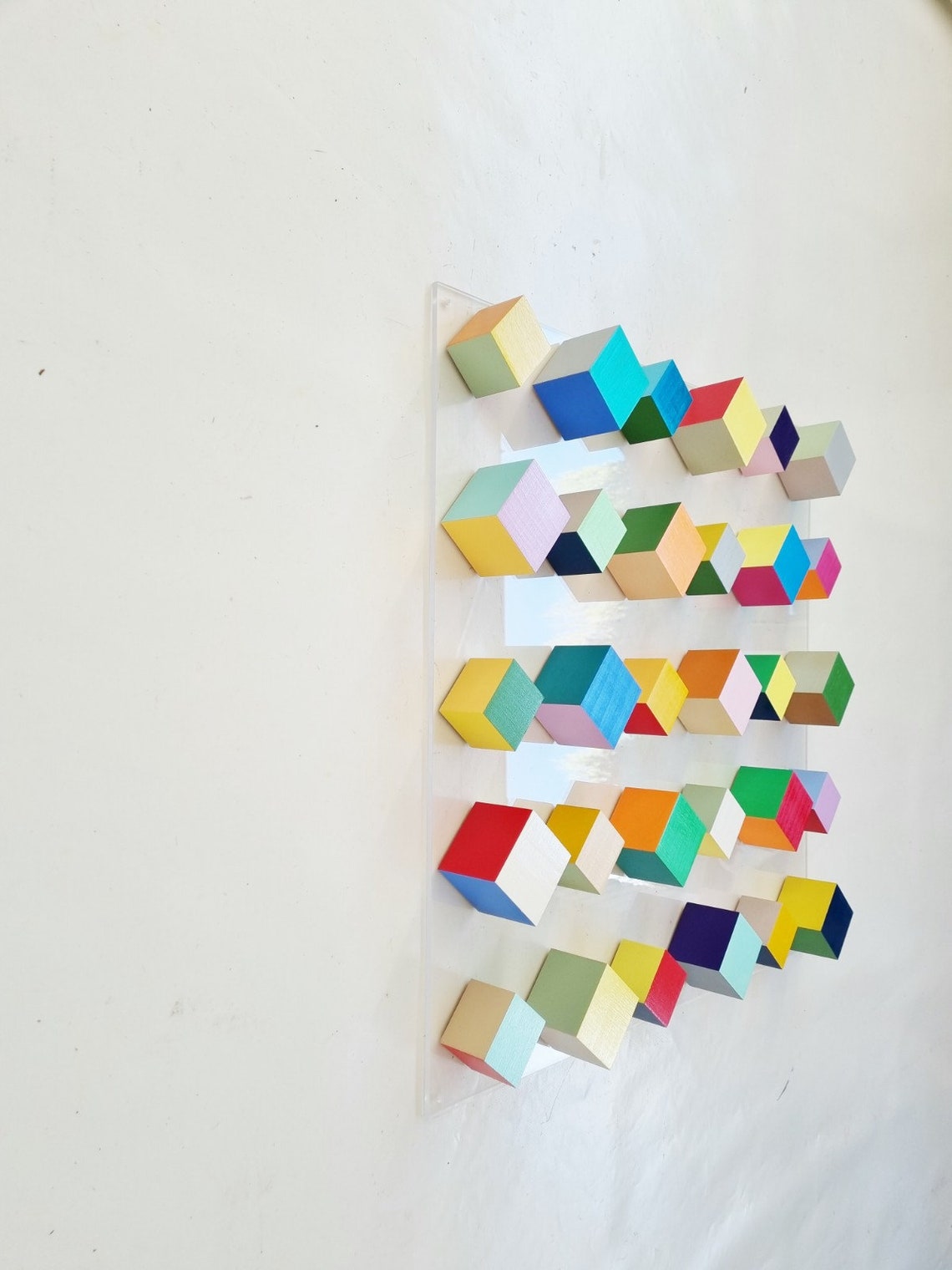 Modern and Abstract Wooden Block Art. Hand Painted Geometric - Etsy