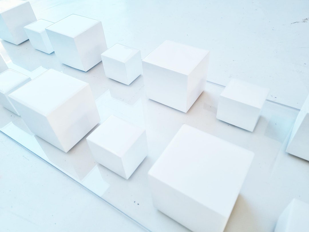 3d Wall Art. White Wood Blocks With Resin on Acrylic Panel. Elegant ...