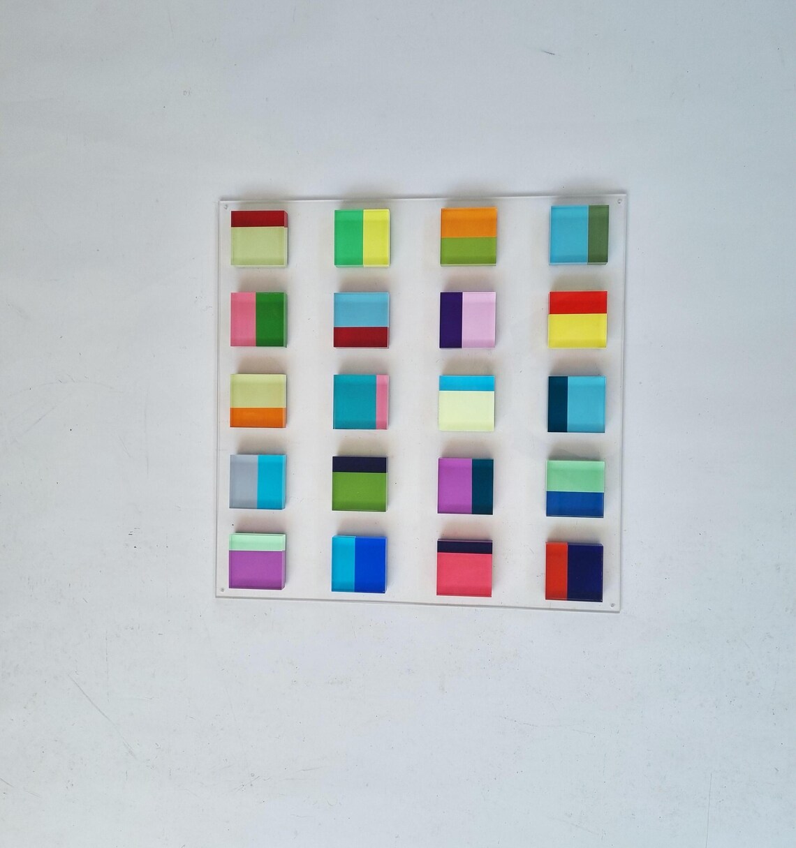Hand-painted Acrylic Block Wall Art: Geometric Modern Decor - Etsy