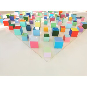 Wood Wall Art, Modern Wood Cubes With Resin Finish on Top. Sculpture 3d ...