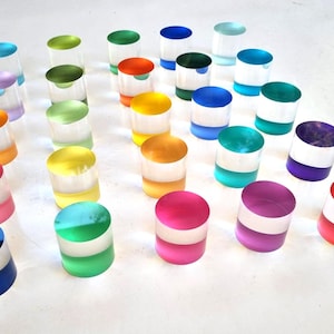 Set of 15 Hand-painted Acrylic Cylinders | Colorful 3D Wall Art ...