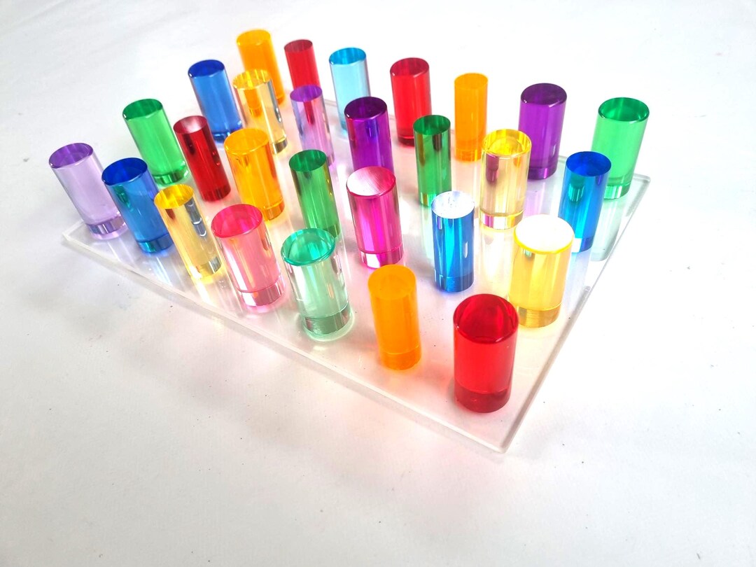 Colorful Acrylic Peg Wall Art – Modern Playful Sculpture (8x12 Inches ...