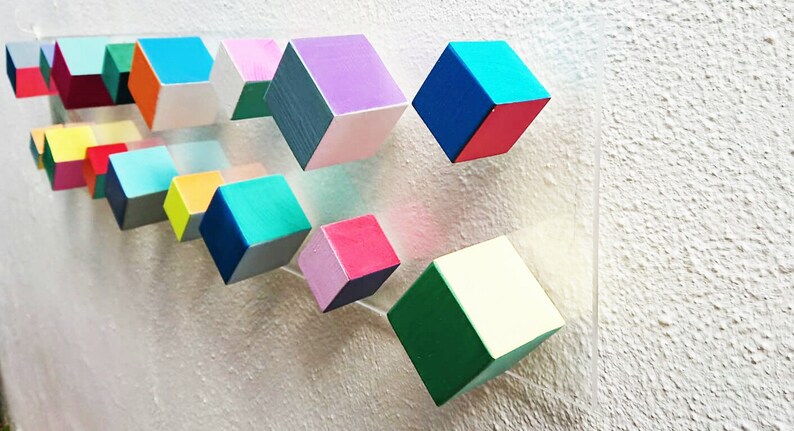 Long and narrow wood wall art.© Floating and transparent base. | Etsy