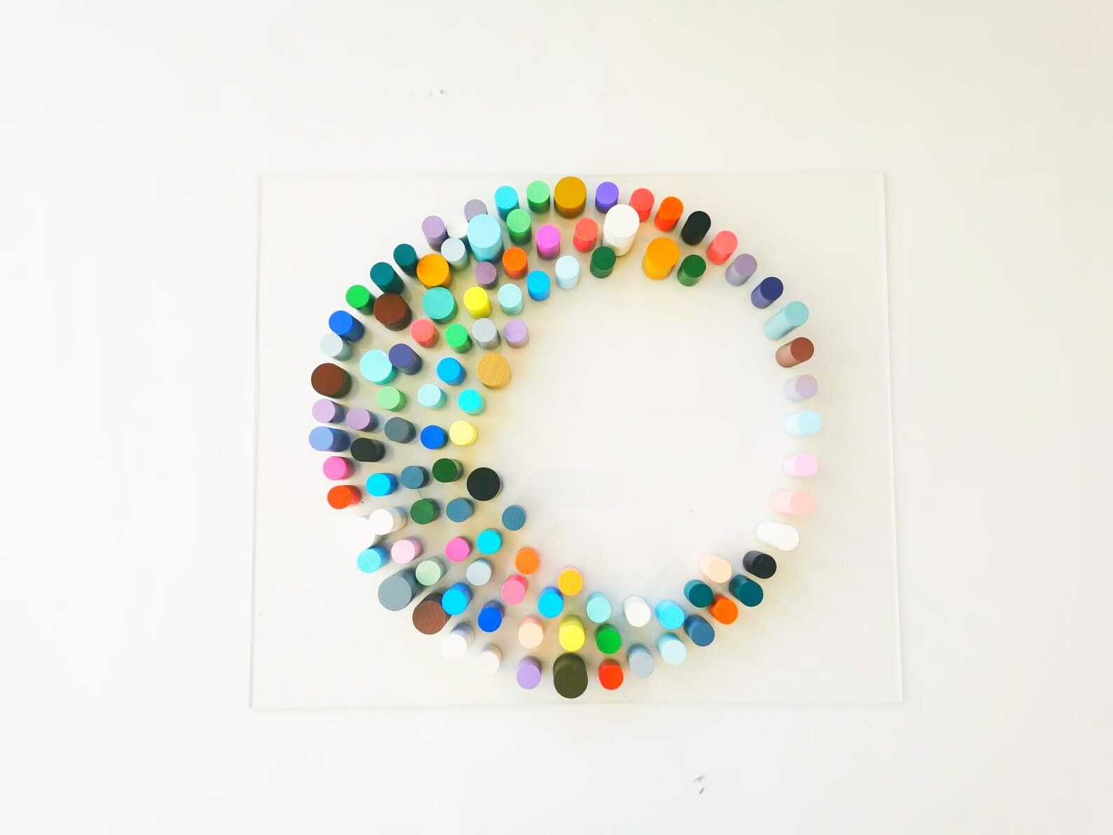 Circle Wood Wall Sculpture: Colorful Dowel Art, Modern Home Decor - Etsy