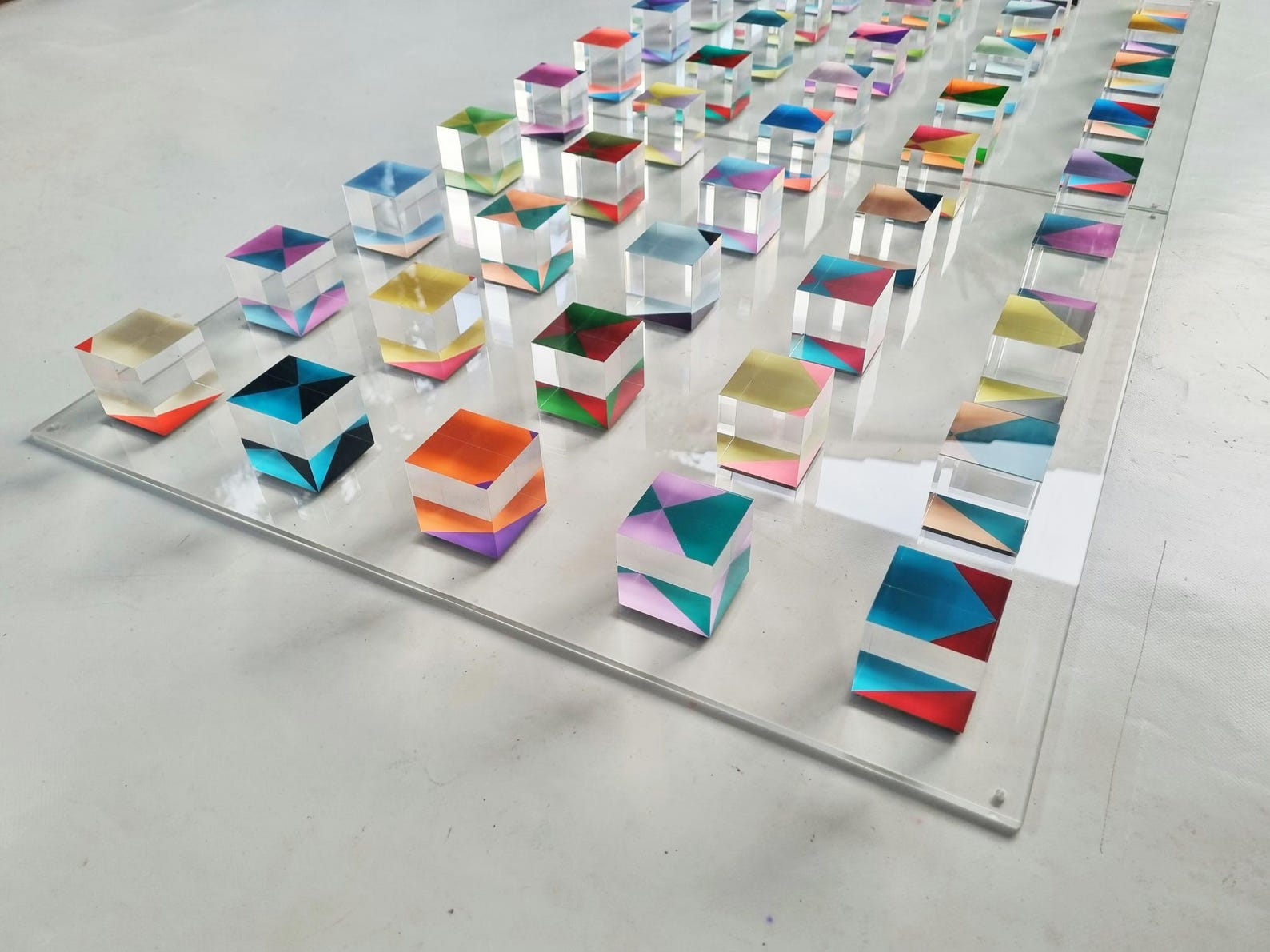 Large Wall Art. 3d Installation, Hand Painted Acrylic Cubes. Geometric ...