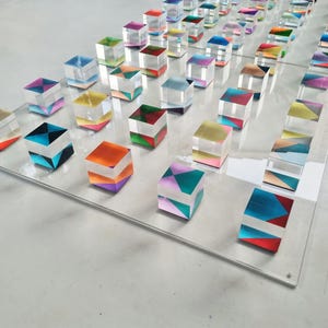 Large Wall Art. 3d Installation, Hand Painted Acrylic Cubes. Geometric ...