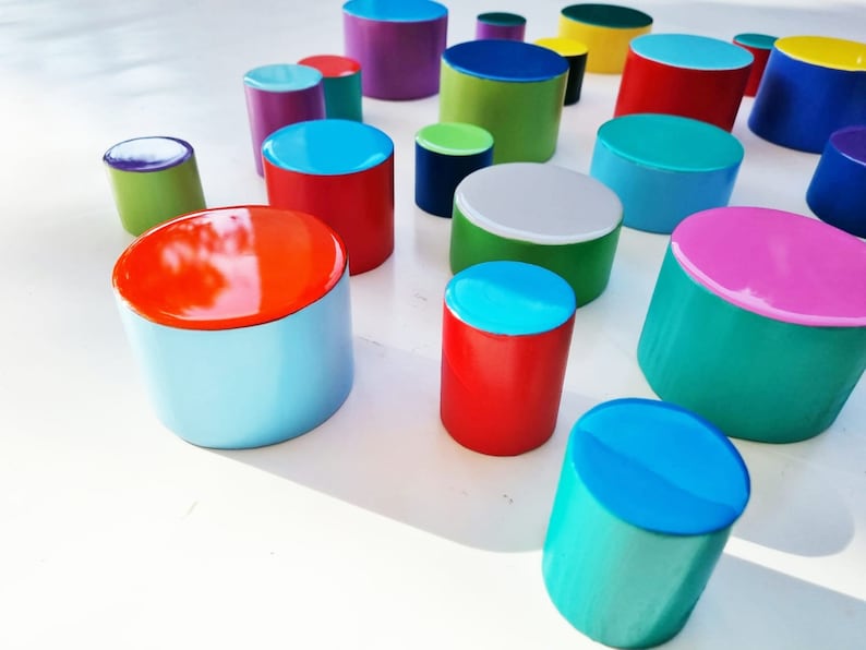 PACKS of Hand Painted Colored Cylinders With High | Etsy