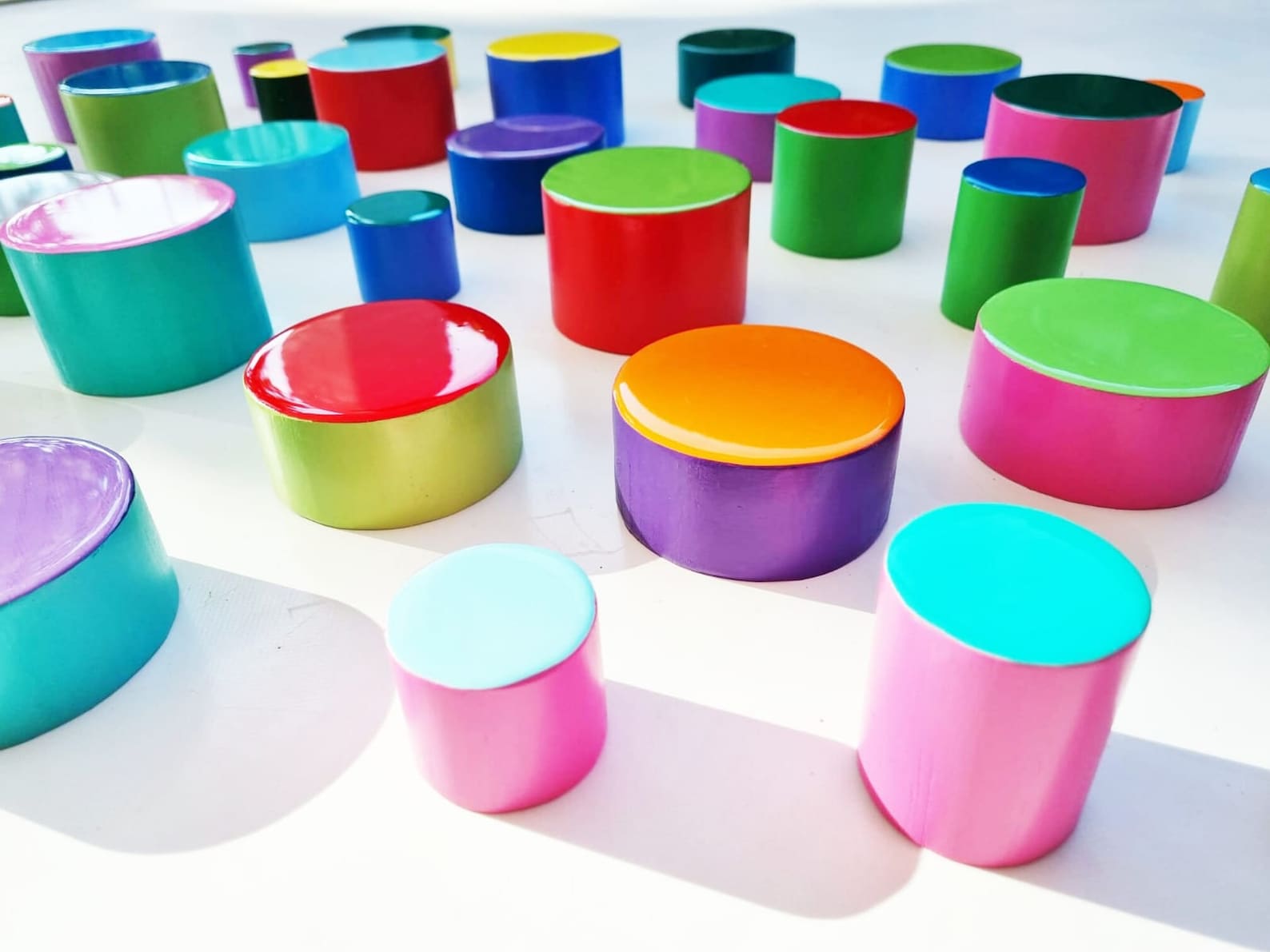 PACKS of Hand Painted Colored Cylinders With High - Etsy