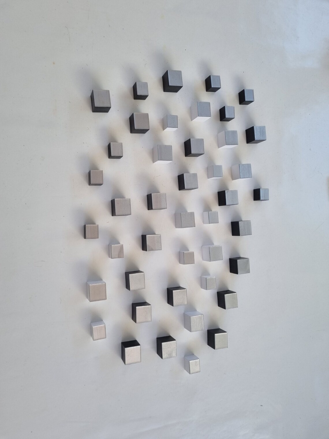 Silver Wood Wall Art. Wood Cubes Silver White and Black. - Etsy