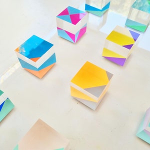 Hand Painted Clear Cubes. Wall Decor Transparent Blocks, 3d Translucid ...