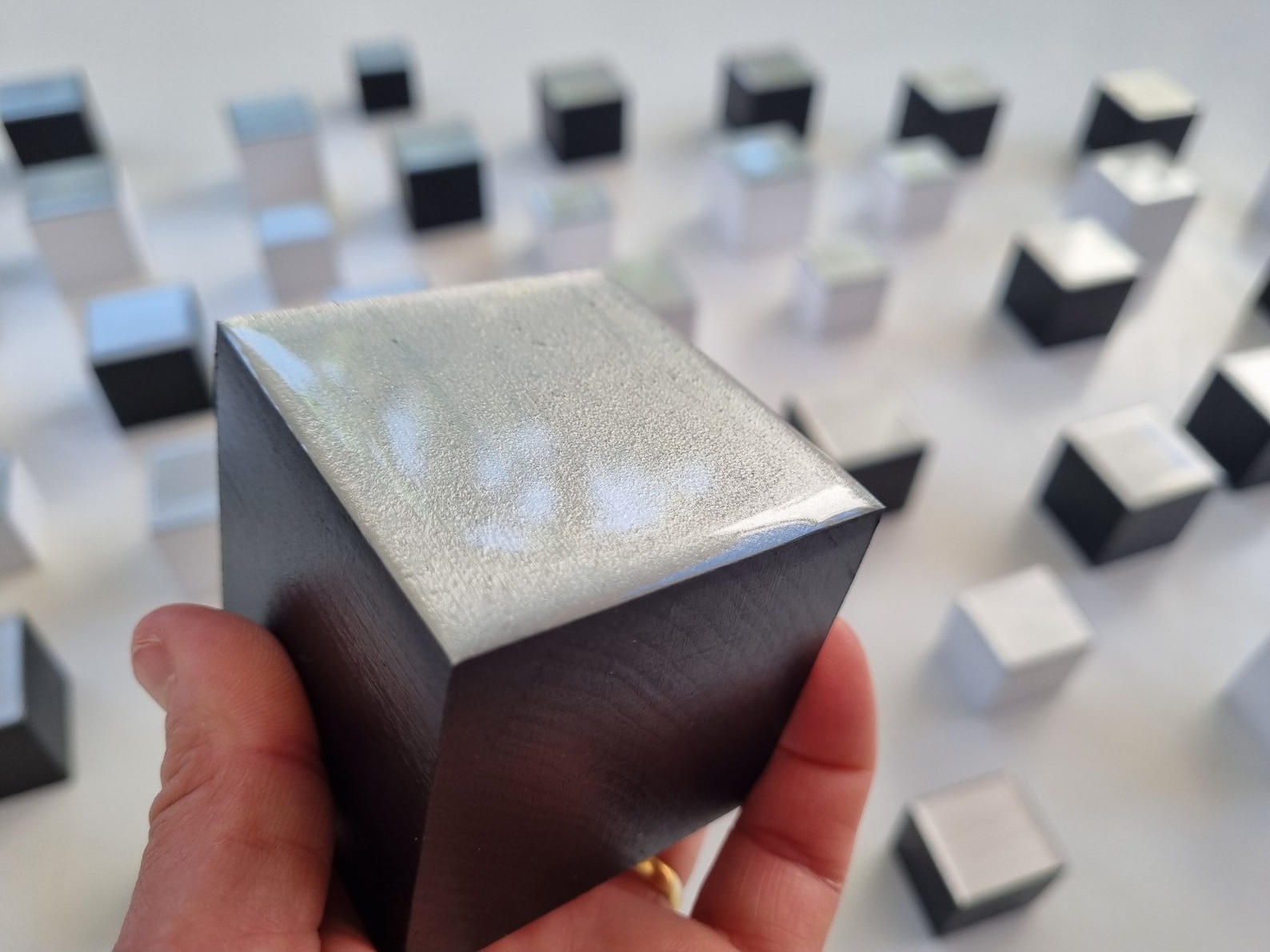 Silver Wood Wall Art. Wood Cubes Silver White and Black. - Etsy