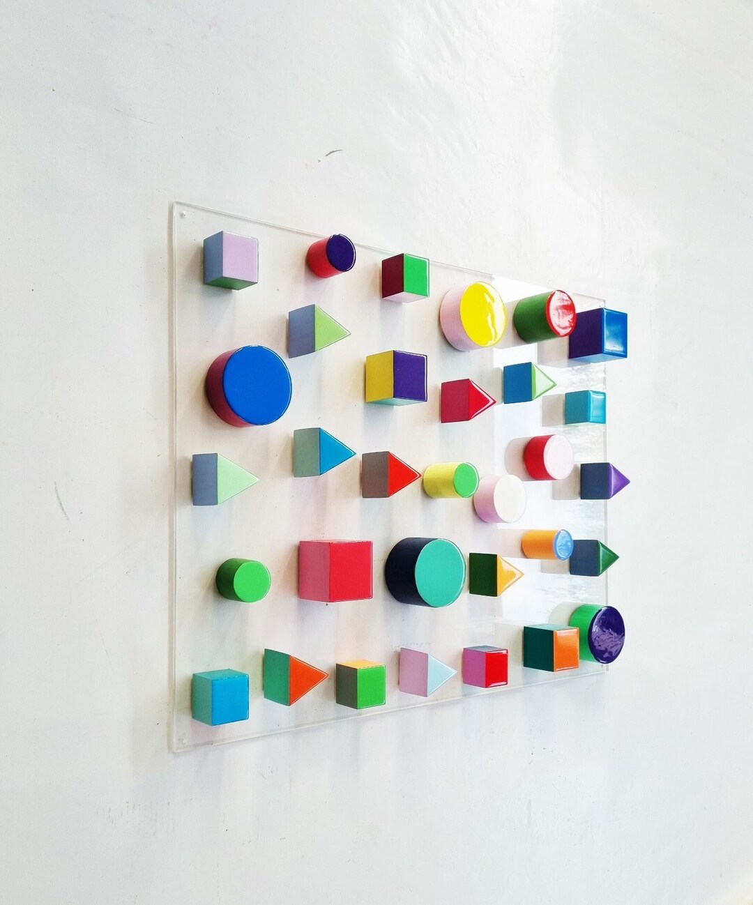 Wooden Art With Resin on the Top, Different Geometric Shapes United in ...