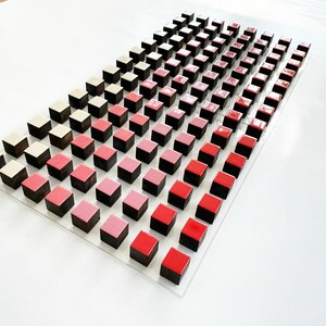 Gradient Red Wood Wall Art. Hand Painted Wood Cubes With Resin Finish ...