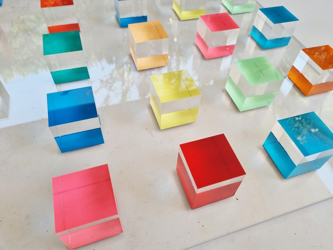 Hand Painted Acrylic Cube Wall Sculpture: Modern Minimalist Art - Etsy