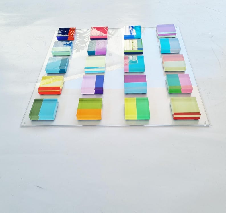 Hand-painted Acrylic Block Wall Art: Geometric Modern Decor - Etsy