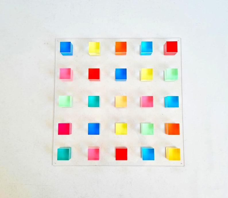 Hand Painted Acrylic Cube Wall Sculpture: Modern Minimalist Art - Etsy