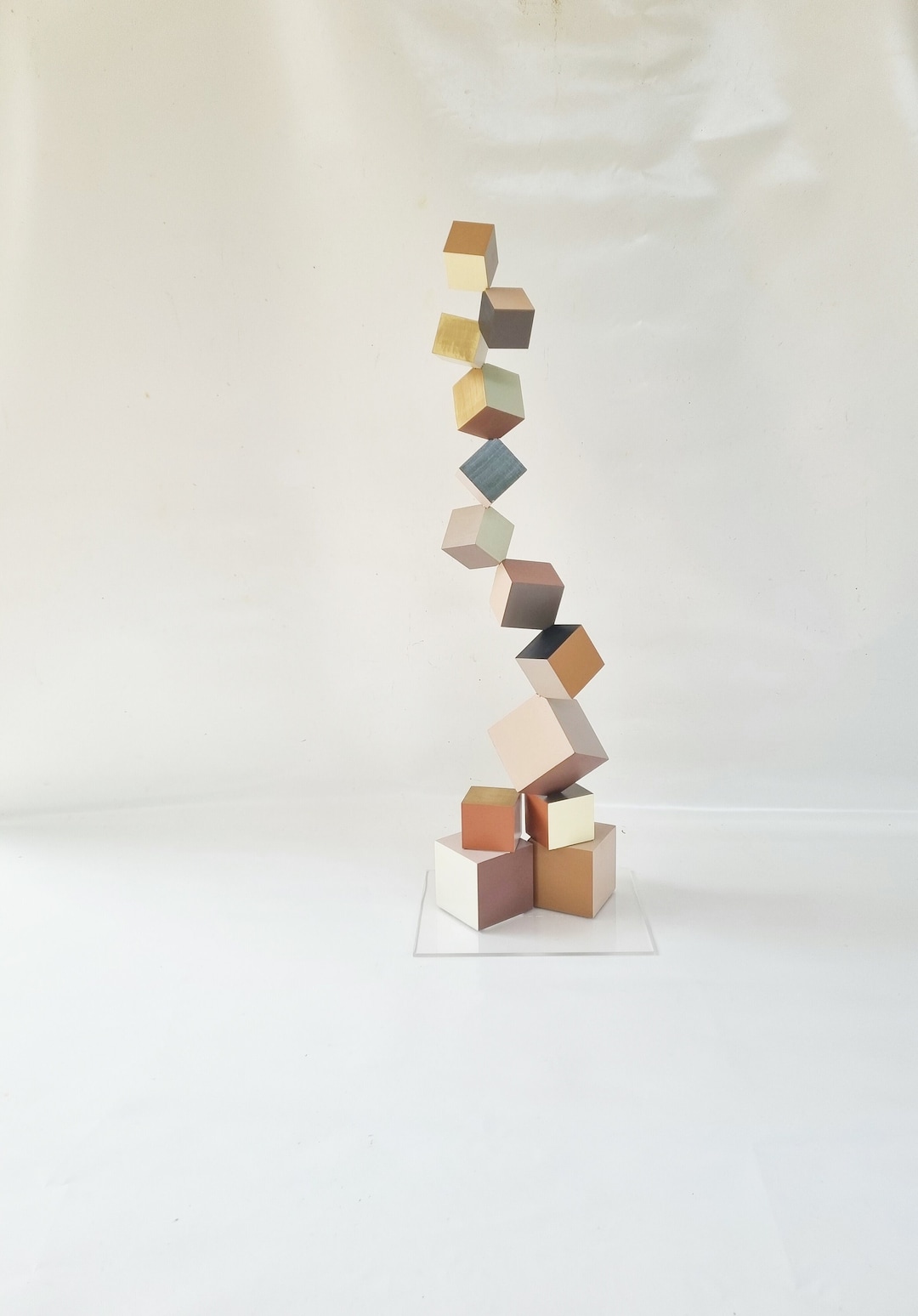 Neutral Color Wood Cube Sculpture, Modern Minimal Art - Etsy