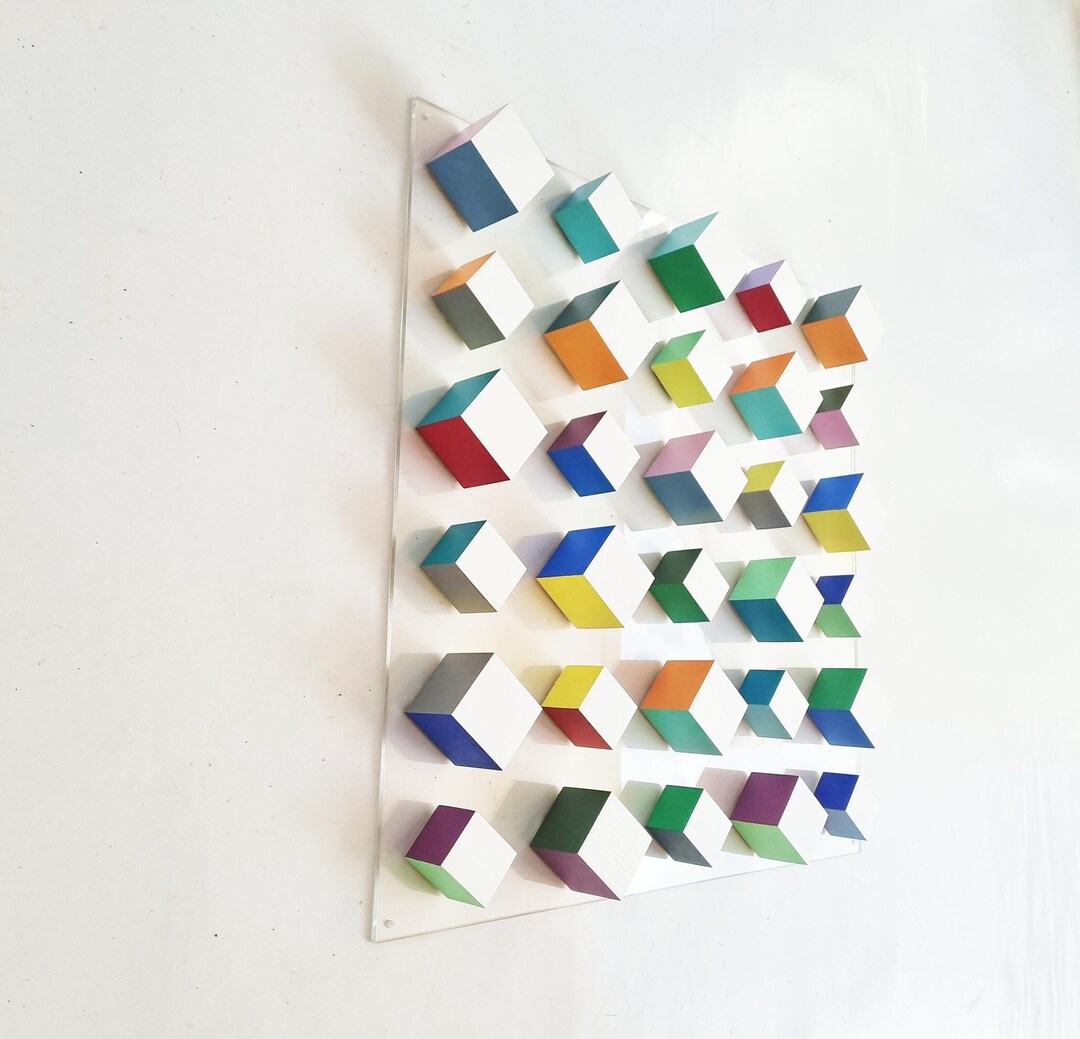 Wood Blocks Pop Art. 3d White Cubes on the Front and Colored Sides on ...
