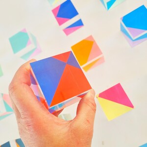 Packs of Hand Painted 3d Wall Art Transparent Acrylic Cubes in Bright ...