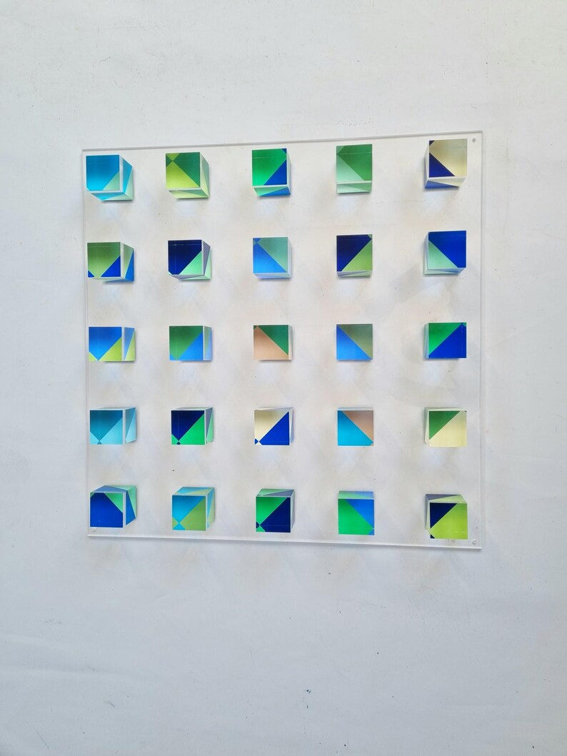 Hand Painted Transparent Acrylic Cube Wall Art: Modern 3D Sculpture ...