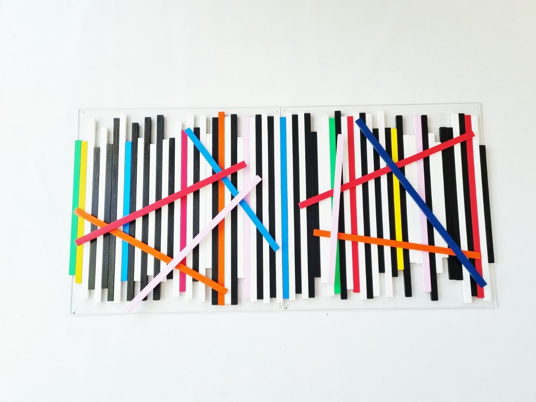 Wood Wall Art, Large Wood Art. Slats in Happy and Bold Colors, Wall ...