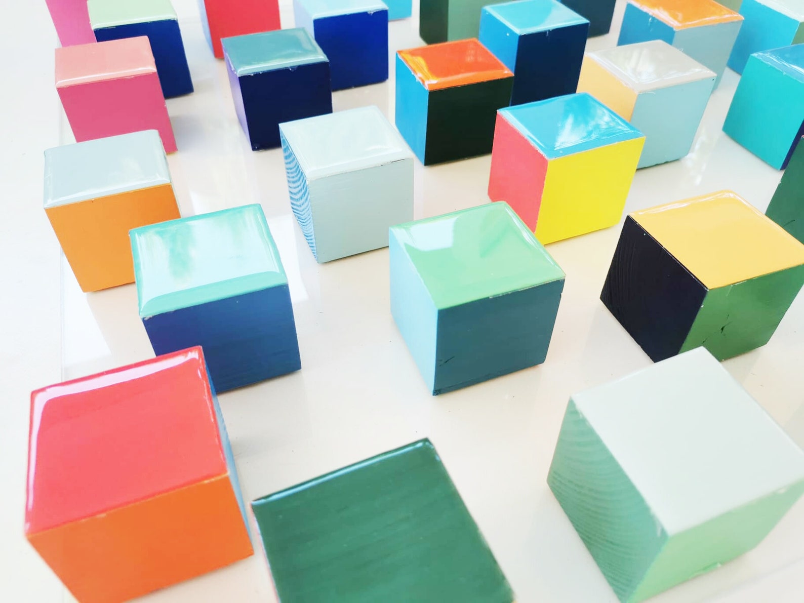 PACKS of Hand Painted Colored Wooden Cubes With High - Etsy Canada