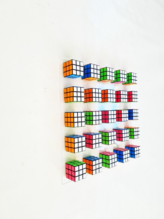 Original Retro Vintage White Toy Rubik Cube Art Piece. 80s Nostalgia Puzzle Picture. Magic Cube Puzzle Wall Piece. Cube Art. 3D Art Etsy UK