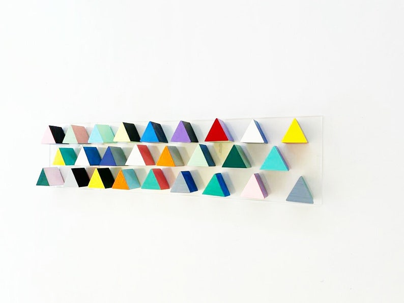 3D Geometric Triangle Wood Wall Art: Modern Colorful Sculpture - Etsy