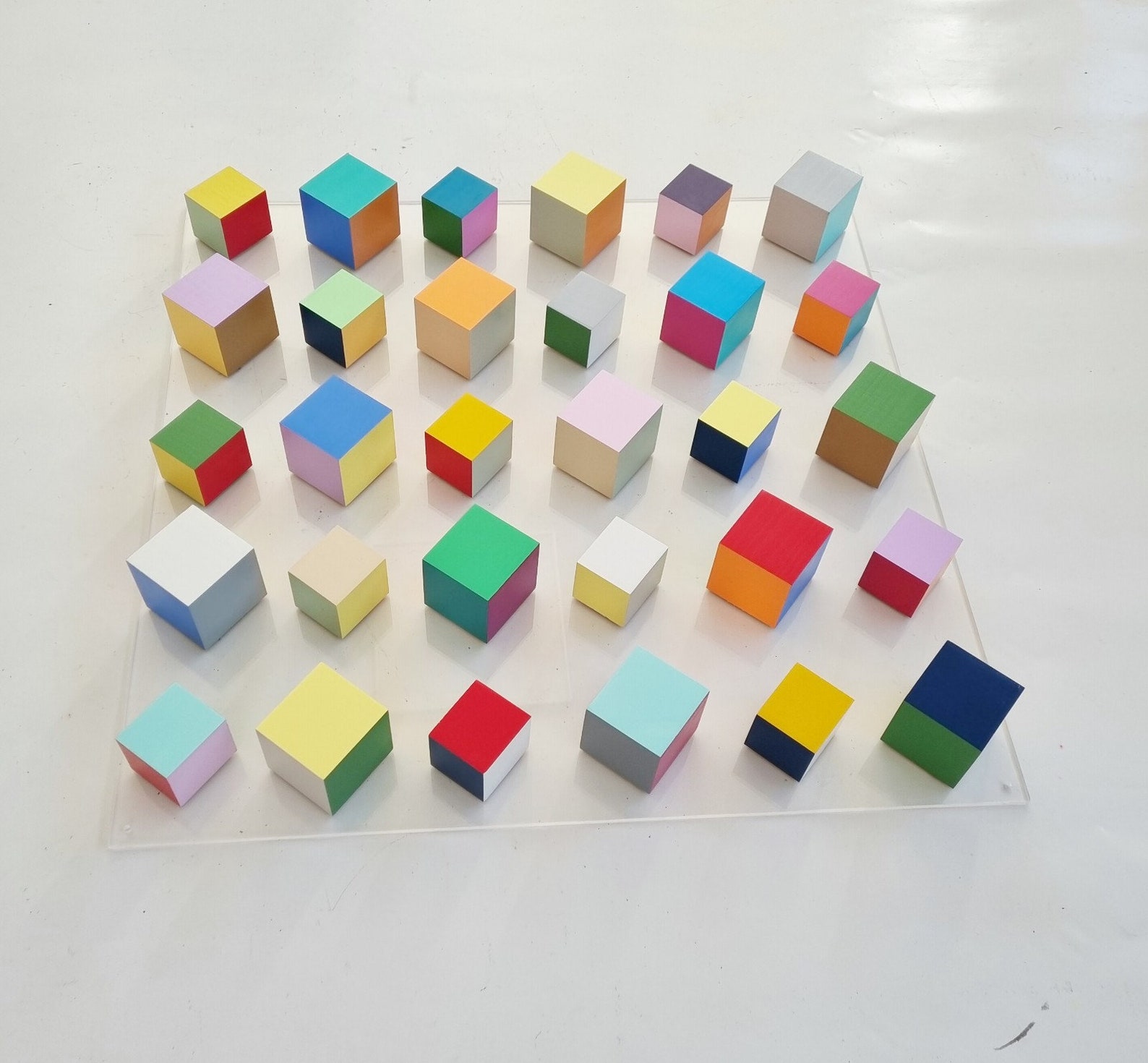 Modern and Abstract Wooden Block Art. Hand Painted Geometric - Etsy