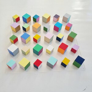 Modern and Abstract Wooden Block Art. Hand Painted Geometric Wall ...
