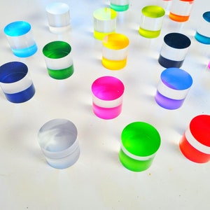 Set of 15 Hand-painted Acrylic Cylinders | Colorful 3D Wall Art ...