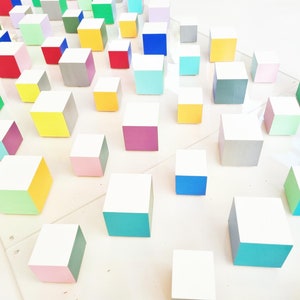 Wood Blocks Pop Art. 3d White Cubes on the Front and Colored Sides on ...