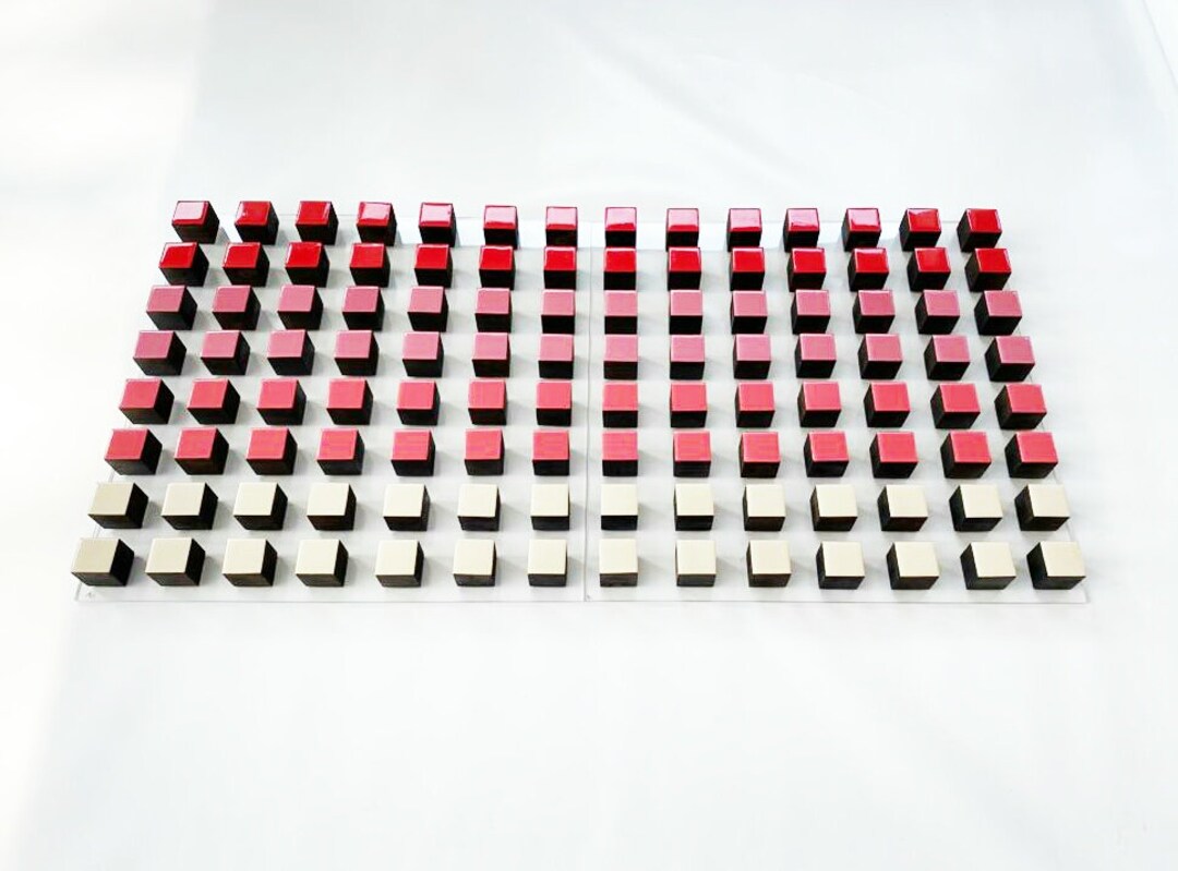 Gradient Red Wood Wall Art. Hand Painted Wood Cubes With Resin Finish ...