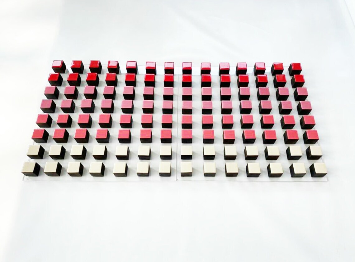 Gradient Red Wood Wall Art. Hand Painted Wood Cubes With Resin - Etsy