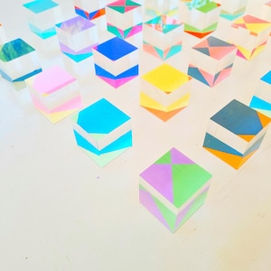 Packs of Hand Painted 3d Wall Art Transparent Acrylic Cubes in Bright ...