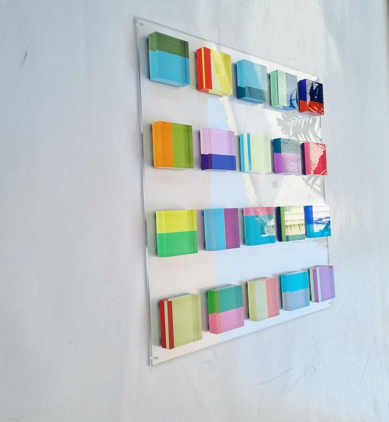 Hand-painted Acrylic Block Wall Art: Geometric Modern Decor - Etsy