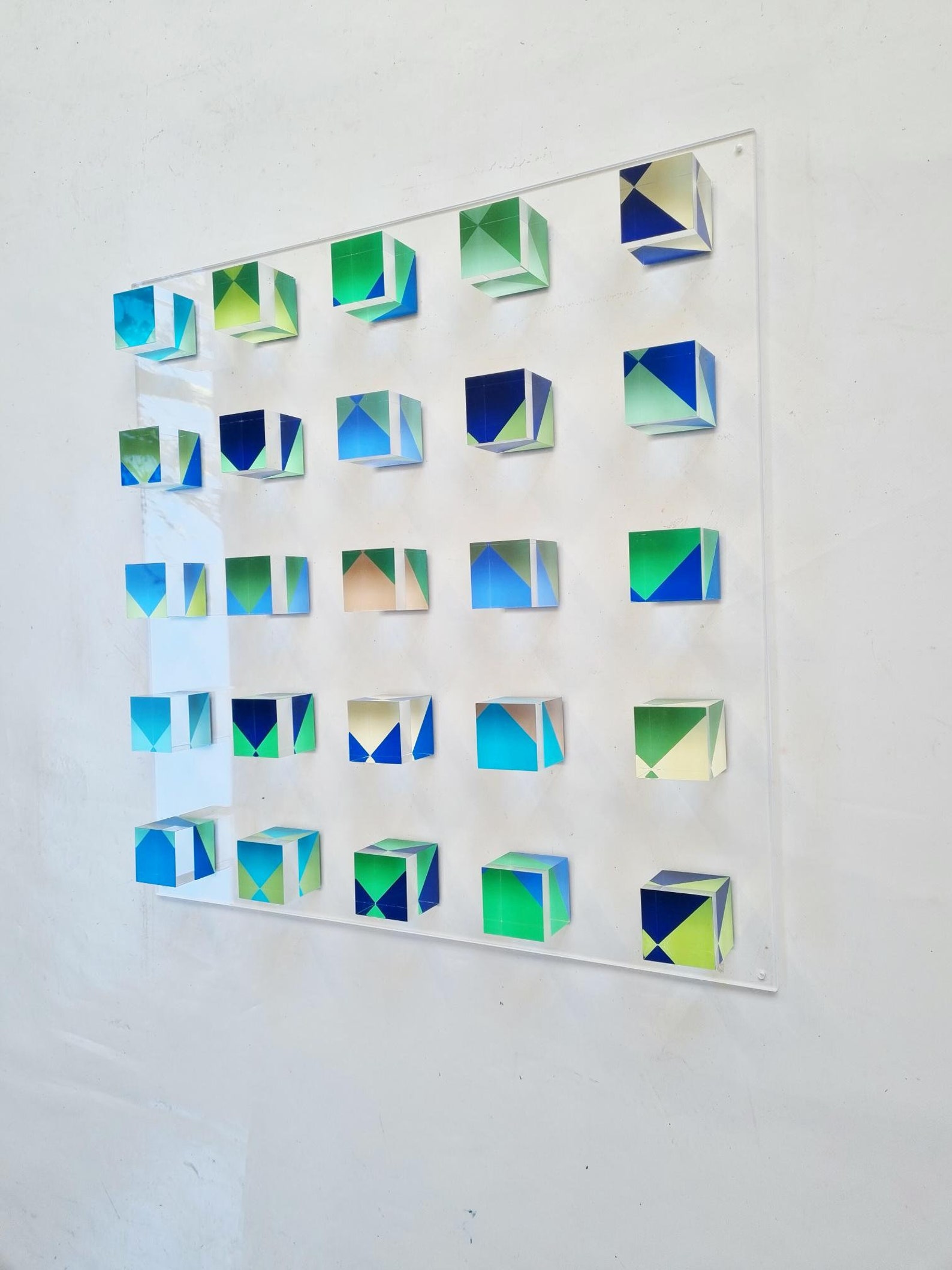 Hand Painted Transparent Acrylic Cube Wall Art: Modern 3D Sculpture ...