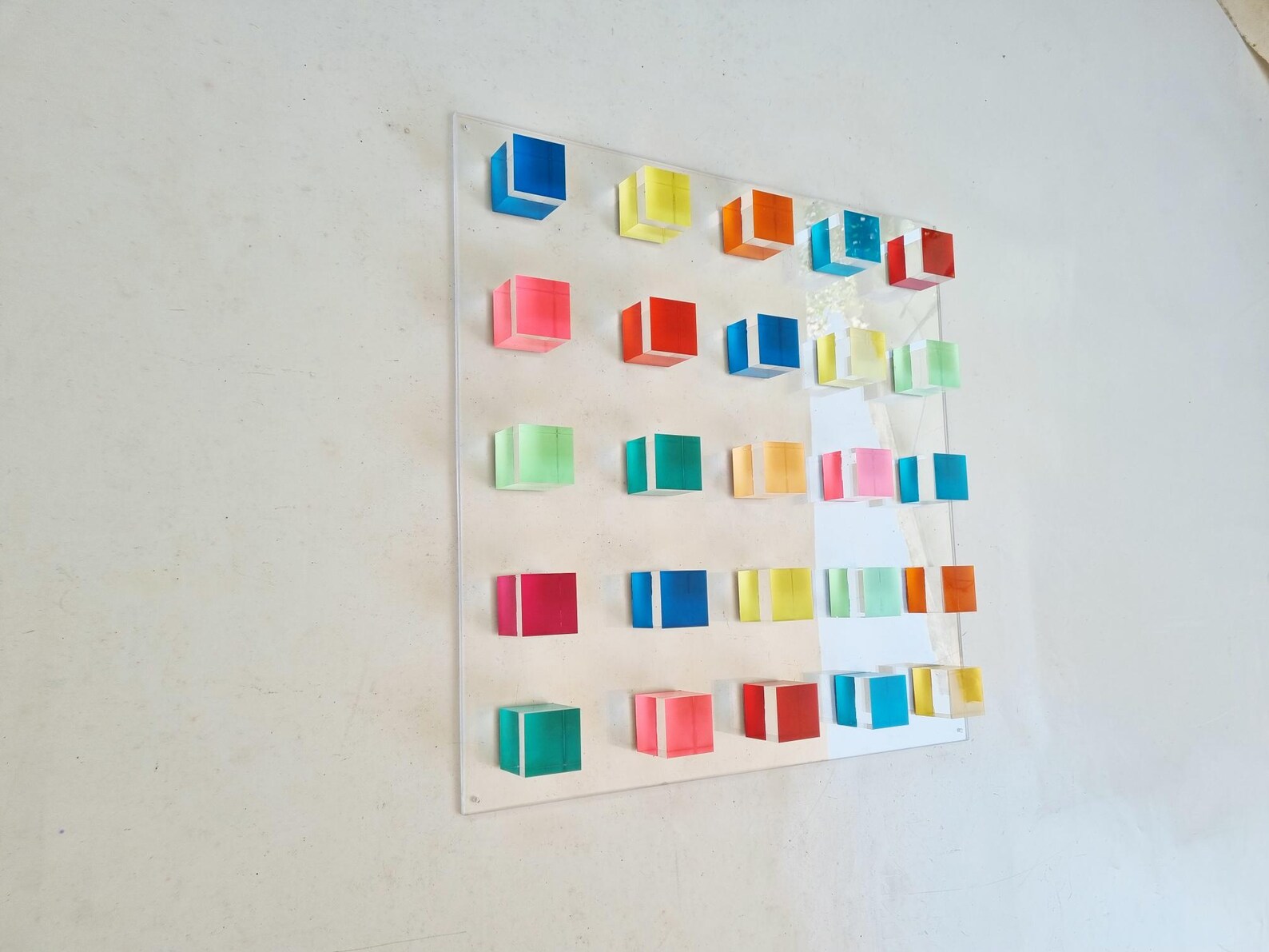 Hand Painted Acrylic Cube Wall Sculpture: Modern Minimalist Art - Etsy