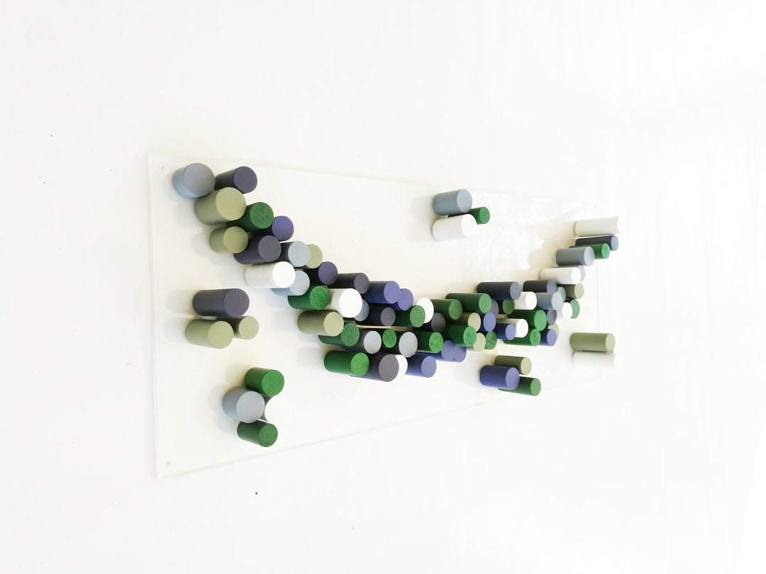 3D Wood Wall Art Sculpture: Rectangular Dowel Decor on Transparent Base ...