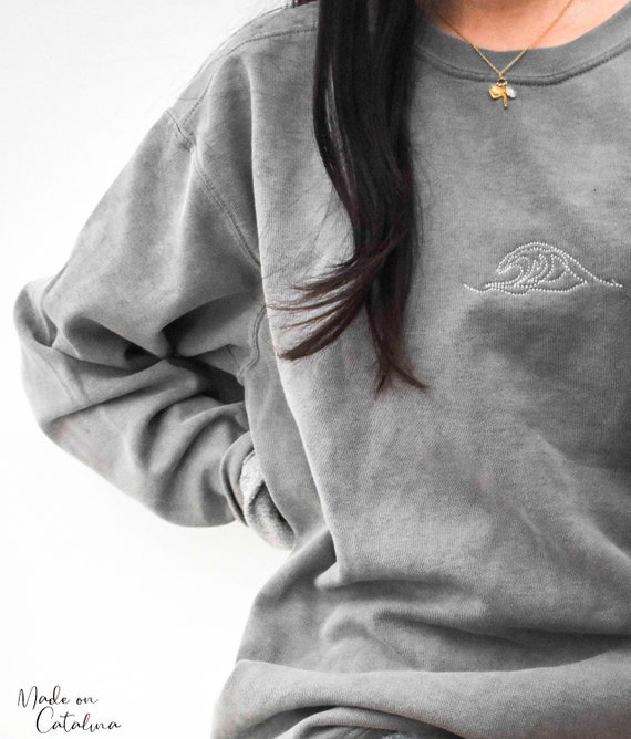 Embroidered Ocean Wave Sweatshirt Comfort Colors Crewneck | Etsy